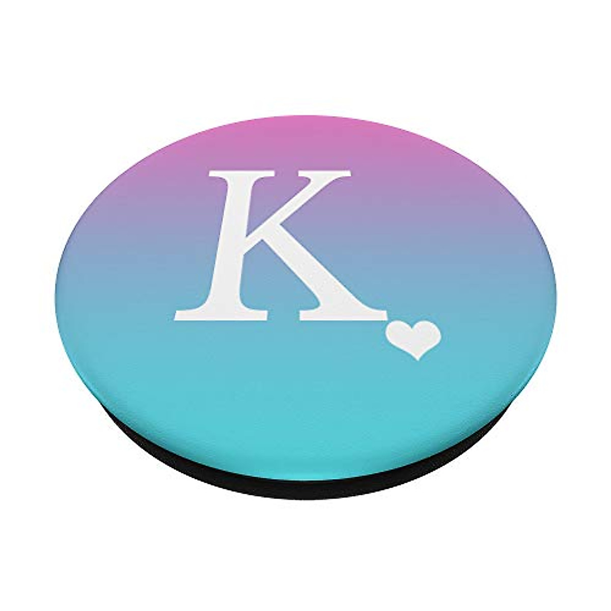 Initial Letter K Heart Gradient Purple Teal Blue Monogram PopSockets PopGrip: Swappable Grip for Phones & Tablets