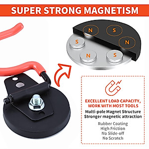 Laowu 3 PCS Magnetic Holder for Broom Mop Rake, Magnet Hooks for Hanging Cleaning Tools, Garden Tool and Garage Tool Organizer Magnetic Hooks for Heavy Duty, Magnet Broom Mop Rake Holder