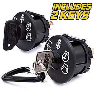 HD Switch Starter Ignition Key Switch Replaces AYP, Husqvarna, Craftsman, Sears, Poulan Lawn Mower Rider 193350, 532193350 with 2 Keys & Free Carabiner