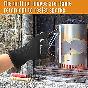Schwer Odorless BBQ Grill Gloves Waterproof&Oilproof 932°F Heat Resistant Gloves Barbecue Grilling Gloves for Turkey Fryer, Smoker, Baking, Boiling, Heat Cooking （L）