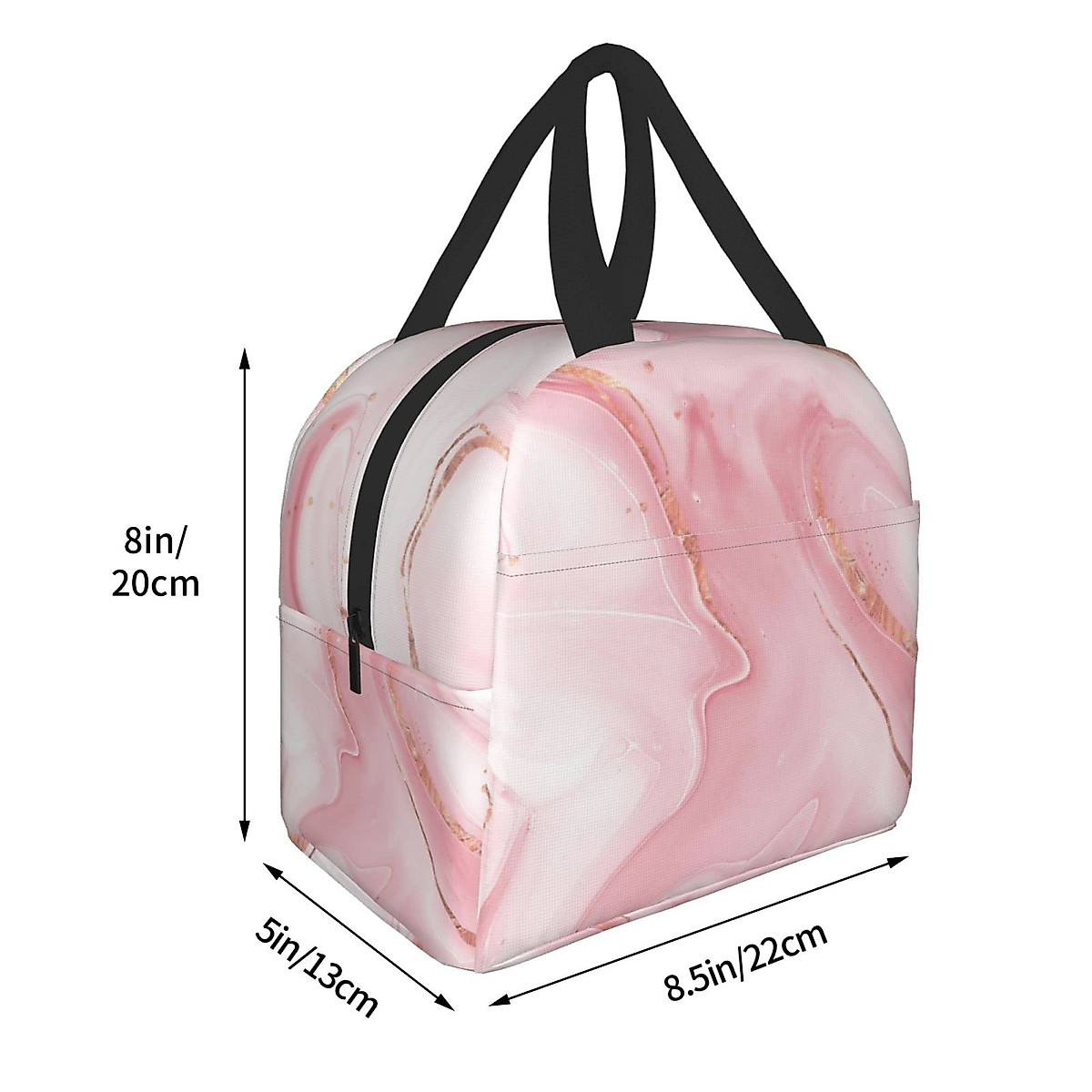 Senheol Pink Marble Lunch Box, Insulation Lunch Bag for Women Men, Reusable Lunch Tote Bags Perfect for Office Camping Hiking Picnic Beach Travel