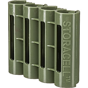 Storacell by Powerpax Slimline AA Battery Storage Caddy, Military Green - Holds 4 Batteries (Not Included)