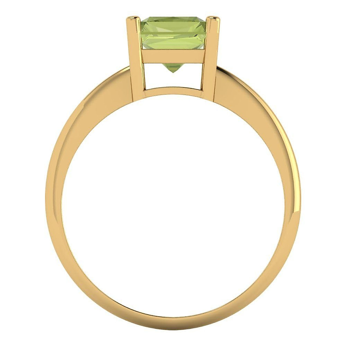 Clara Pucci 2.5ct Radiant Cut Solitaire Natural Peridot Engagement Wedding Bridal Promise Anniversary Ring 18K Yellow Gold Size 3.5