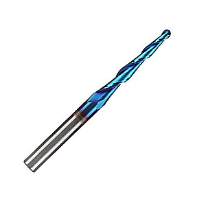 Jiiolioa ZQ2113 Spiral CNC Router Bits 1/4" Shank 3"OVL 2.4 Deg Tapered Angle Ball Nose with NACO-Blue Coating for 2D&3D Wood Carving