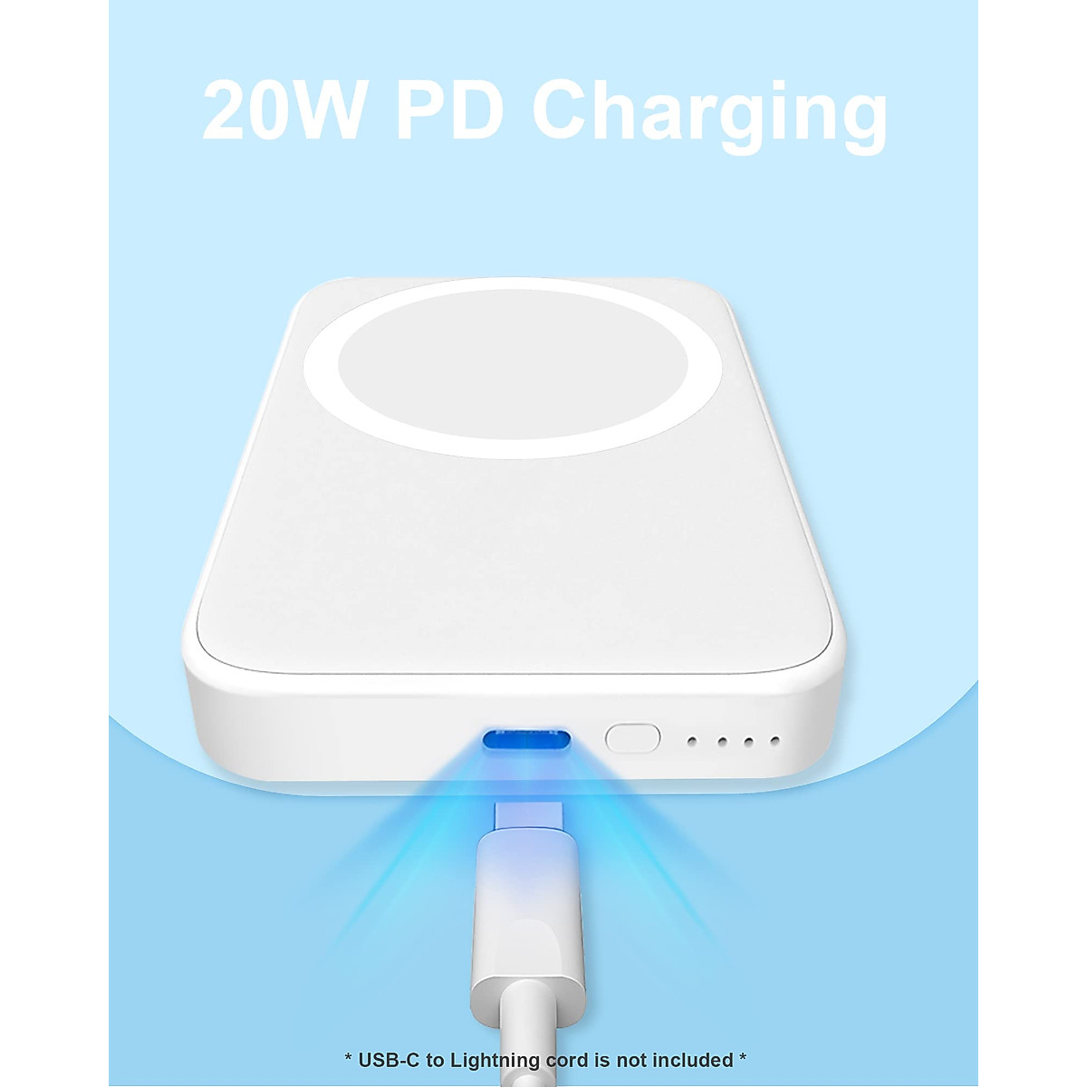 Miady Magnetic Wireless Portable Charger 5000mAh, USB C PD 20W Fast Charging Power Bank, Magnetic Battery Compatible with iPhone 14, 14 Pro, 14 Pro Max/13, 13 Pro, 13 Pro Max