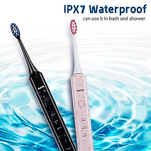 Bahfir Electric Sonic Toothbrush Ergonomic Design with 3 Modos 2 Minutes Smart Timer Rechargeable 1 Time Charge for 30 Days with 3 Brush Heads Replacement Portable for Home and Travel Adults Kids