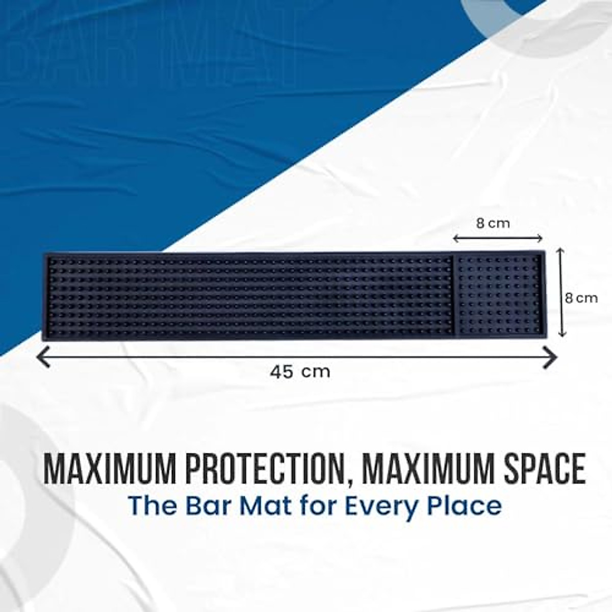 ProTensils 18" x 3" Rail Bar Mat 3Pcs - Flat Packed - Rubber Bar Service Spill Mats for Counter-Top - Black Bar Mats - Home Bar Mat