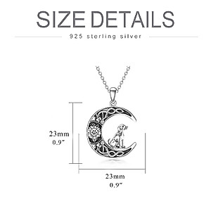 RMREWY Dog Necklaces 925 Sterling Silver Crescent Moon Sunflower Necklace Dog Paw Jewelry Mother's Day Gifts for Women Mom