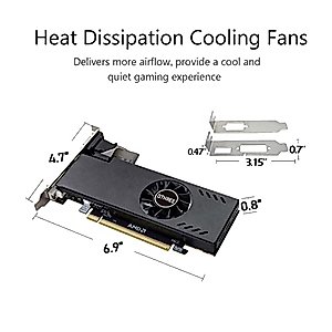 QTHREE Radeon RX 550 Low Profile Graphics Card,4GB,GDDR5,128-Bit,VGA,DVI,HDMI,Desktop Small Form Factor Video Card for PC Gaming,Computer GPU,PCI Express X8 3.0,HDPC,Support 4K,DirectX 12