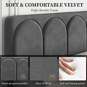 Yaheetech Queen Bed Frame Upholstered Platform Bed with 4 Drawers Storage and Adjustable Headboard,Arch Channel Tufted Headboard,Sturdy Wood Slat Support,No Box Spring Needed,Dark Gray Queen Bed