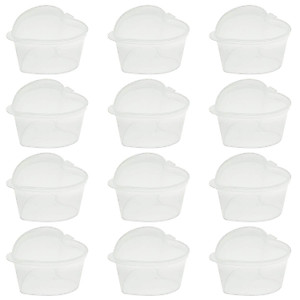 Tegg Storage Box 32PCS 1.5 oz Heart Shaped Transparent Plastic Storage Containers with Lids for Slime Foam Ball