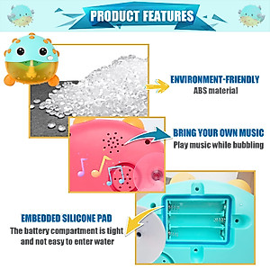 Bathtub Bubble Machine, Bath Bubble Maker Automatic Bath Toy for Baby Toddler Kids, Puffer Shape with Music, Bathroom Blowing Bubbles Funny Gift for Boys and Girls (Globefish Blue)
