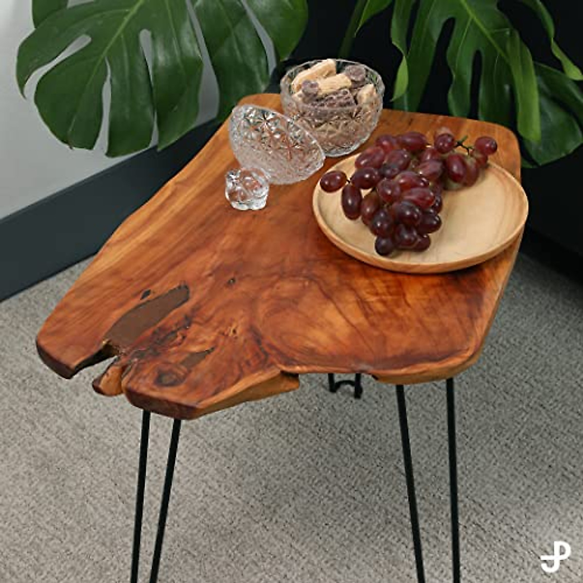 [PJ Collection] Live Edge Foldable Table, Natural Fir Root Table Top, Foldable Table Legs, Lightweight Table, No Tool Assembly,