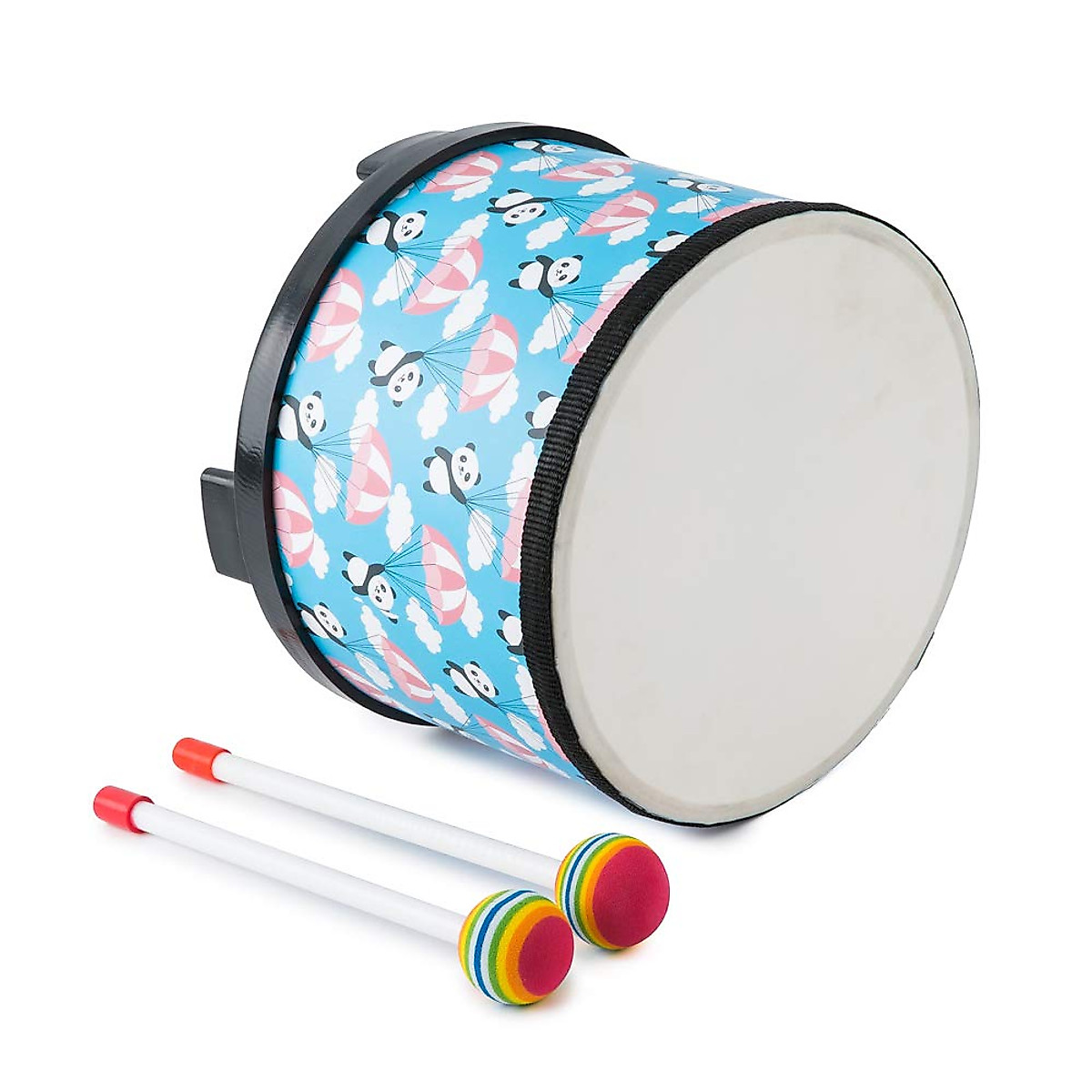 Bongo Floor Tom Drums Set for Kids: Childrens Drum Percussion Music Instrument with 2 Mallets - Preschool Montessori Floor Babies Drum (Blue 8" )