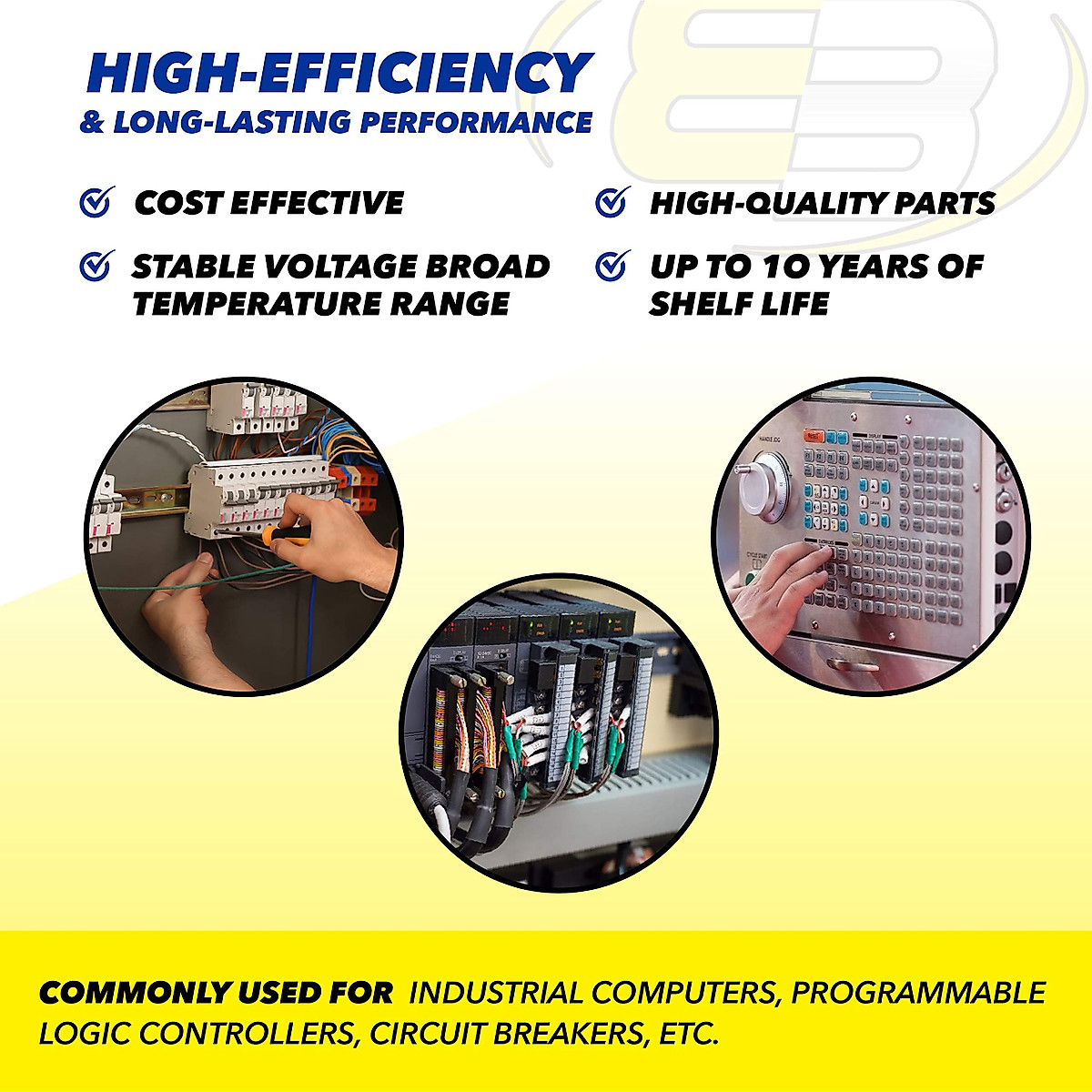 Exell Lithium PLC Computer Backup Battery, Replaces COMP-221, Energy Plus PLC-221, and Modicon 990XCP98000 (3 Volts)