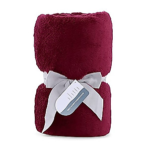Berkshire Blanket Extra-Fluffy Throw | Soft Fluffy Ultra Plush Solid Throw | Wine | 55" x 70"