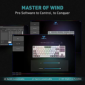 AULA F3287 Wired TKL Rainbow Mechanical Gaming Keyboard, 80% Compact Tenkeyless 87 Keys Layout w/Tactile Red Switches, White & Grey Mixed-Color Keycaps, Programmable Macro Keys