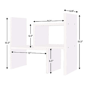 Jerry & Maggie - Desktop Organizer Office Storage Rack Adjustable Wood Display Shelf | Birthday Gifts - Toy - Home Decor | - Free Style Rotation Display - True Natural Stand Shelf (White)