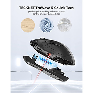 TECKNET Wireless Mouse for Laptop, 2.4G Wireless Computer Mouse, 5-Level Adjustable 4800 DPI, Silent Mouse with Receiver & 6 Buttons, 18 Months Battery Life, USB Portable Mouse for Mac, Chromebook