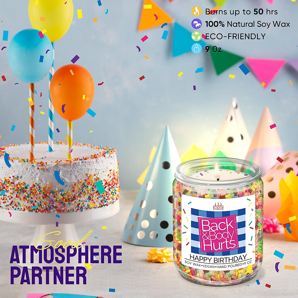 Birthday Candle Gifts for Women and Men - Birthday Gifts for Her and Him - Unique Best Friend Birthday Gift Ideas Funny Happy Birthday Candle, Colorful