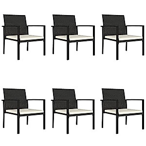 YUHI-HQYD 7 Piece Patio Dining Set,Balcony Bar,Party Furniture,Comfortable Casual Furniture,Suitable for Balcony, Deck, Backyard, Patio, Garden, Poolside, etc. Poly Rattan Black