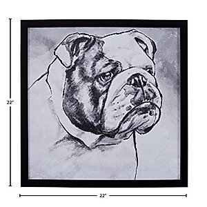 Amazon Brand – Stone & Beam Modern Black and White Print Wall Art of English Bulldog, Black Frame, 22" x 22"