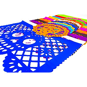 Super Value Depot Dia de Muertos / Day of the Dead, 30 Frontales and 10 Small Round Placemats, Altar de Ofrendas Decoration, Tissue Mexican Papel Picado.