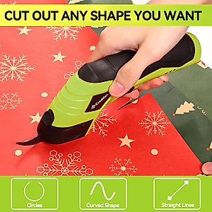 Creddux 2 Blade Cordless Electric Scissors for Cardboard Fabric Cutter Cardboard Cutter Tool for Crafting,and Sewing with Usb Cable Green-2blades