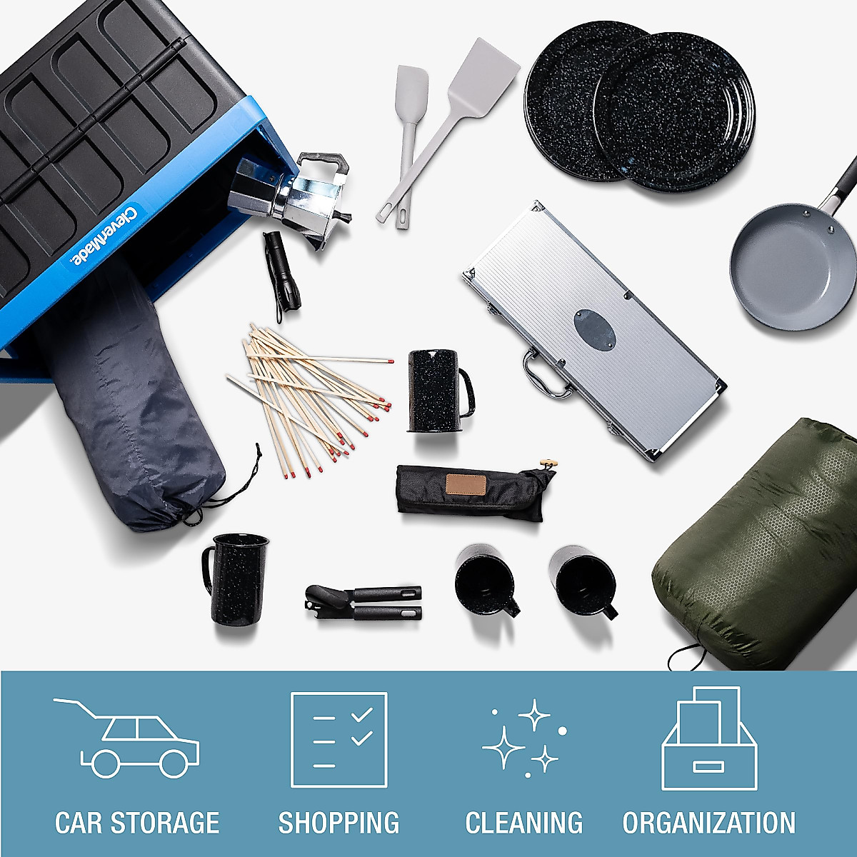 CleverMade Collapsible Storage Bin (With Lid), Charcoal, 3PK - 46L (12 Gal) Folding Plastic Stackable Utility Crates, Holds 75lbs Per Bin - Solid Wall CleverCrates for Organizing, Storage, Moving