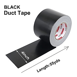 JIALAI HOME 4 Inches Duct Tape Black, Industrial Grade 4 inches x 55 Yards (164 ft), 9 Mil Heavy-Duty, Waterproof, Flexible, No Residue, UV Resistant for Crafts & Home Improvement