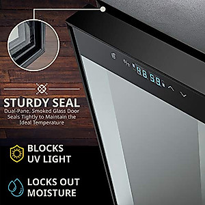 Ivation 33 Bottle Dual Zone Wine Cooler Refrigerator w/Lock | Large Freestanding Wine Cellar For Red, White, Champagne & Sparkling Wine | 41f-64f Digital Temperature Control Fridge Glass Door Black