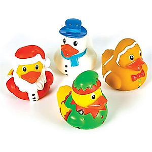 The Dreidel Company Christmas Holiday Rubber Duck Toy Duckies for Kids, Bath Birthday Gifts Baby Showers Summer Beach and Pool Activity, 2" (6-Pack)