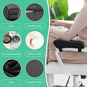 XJ-HOME Office Chair Arm Covers, Ergonomic Armrest Pads, Farewell to Pain in Arms and Shoulders Skin Friendly Velvet, Elbow Support Cushion, Arm Riser for Desk Chair, Gaming Chair, Car Seat, 2 Pack