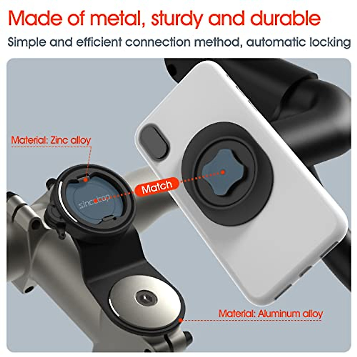 Mountain Bike Phone Mount,Bicycle Cell Phone Holder,Universal Aluminum Handlebar Stem Phone Clamp,Cycling Mobile Phone Clip,MTB Road Bike Quick Attach/Detach for iPhone Samsung Galaxy Google-Black