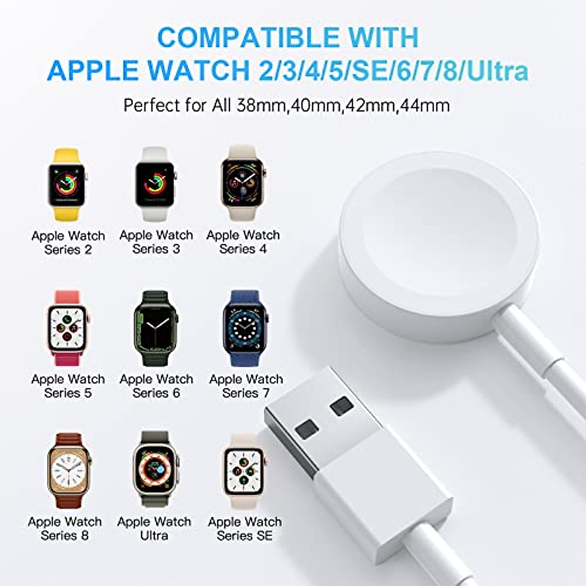 Watch Charger Compatible with Apple Watch Charger, Watch Charger Charging Cable for Watch Series 8/7/6/5/4/3/2 /SE/SE2, Magnetic Fast Charger Cord for iWatch Portable Wireless Charging (3.3ft /1m)