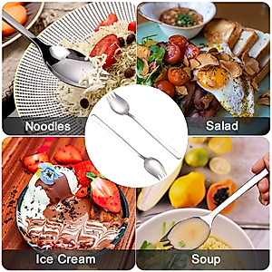 PDCTACST Metal Sporks Set of 6, 18/10 Stainless Steel Salad Spork Utensils, 7.9 Inches Long Handle Dessert Spoons, Ice Cream Spoons Salad Forks Flatware Set, for Fruit Appetizer Dessert Household Use