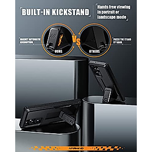 AMRHINO for Samsung Galaxy S22 Ultra Case with Built-in Screen Protector & Kickstand & Rugged Belt-Clip, [Extra Front Frame] Full-Body Heavy Duty Phone Case for Samsung S22 Ultra 5G 6.8 inch, Black