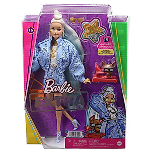 Barbie Extra Doll & Accessories with Platinum Blonde Hair, Blue Paisley-Print Jacket & Pet Chihuahua