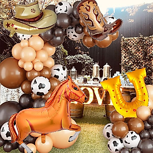 20Pcs Western Cowboy Balloons, 12 Inch Latex Brown Cow Print Balloons Horse Balloons for Cowboy Birthday Party Decorations, Western Cowboy Theme Party Decorations