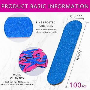 KISEER Mini Nail Files Bulk, 100 Pcs Disposable Double Sided Emery Boards Travel Size for Men, Women, Kids (2 Inch)