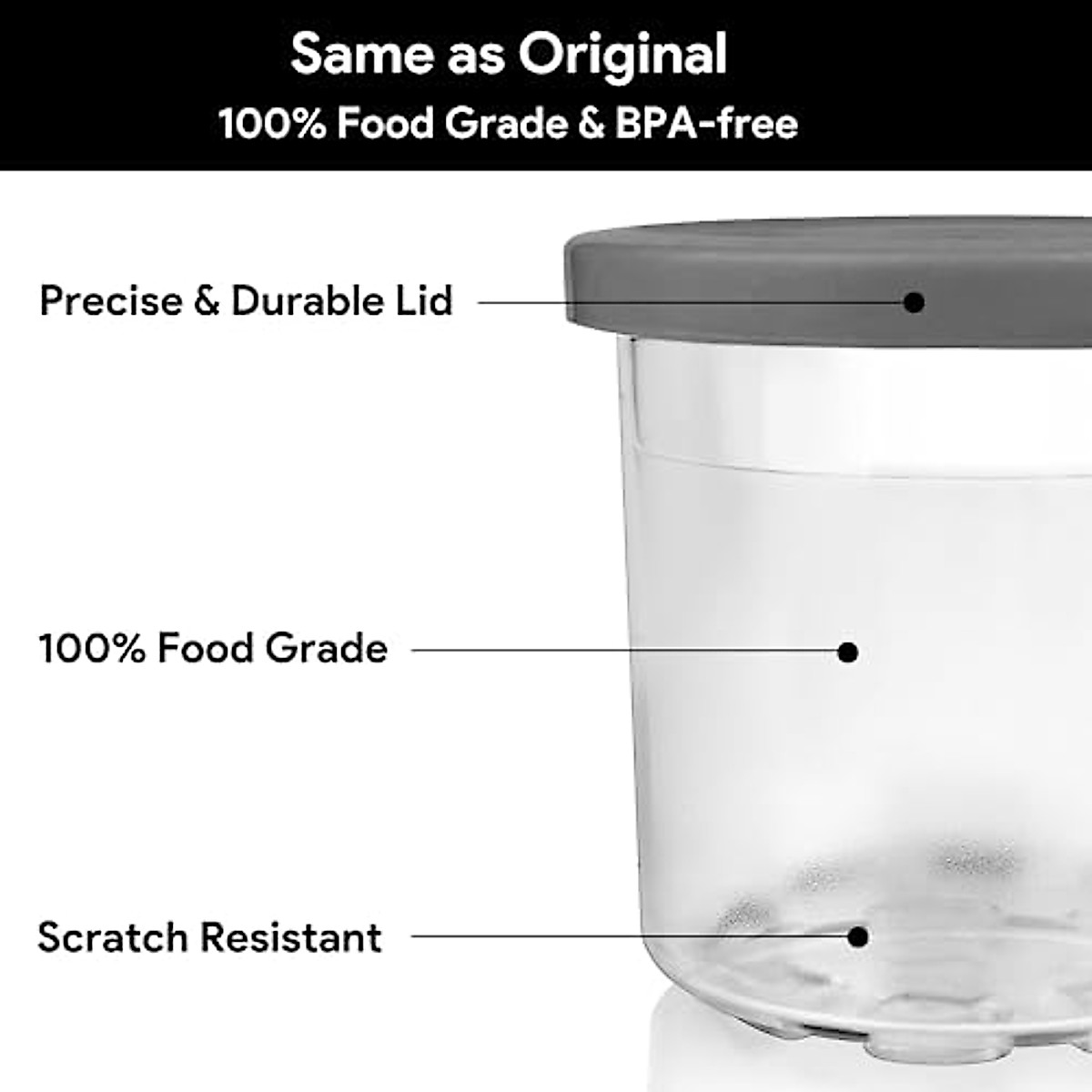 ChooKaChoo Containers Replacement for Ninja Creami Pints and Lids, Compatible with NC301 NC300 NC299 Series Ice Cream Maker, Leak-proof Lids, BPA Free, Dishwasher Safe
