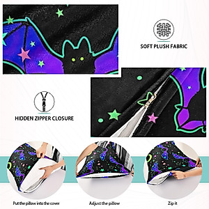 Joisal Bats with Bright Stars Plush Pillows Covers, Pillow Case for Body Pillow, with Side Opening Zipper, Furry Pillow Cases, 4 Optional Sizes