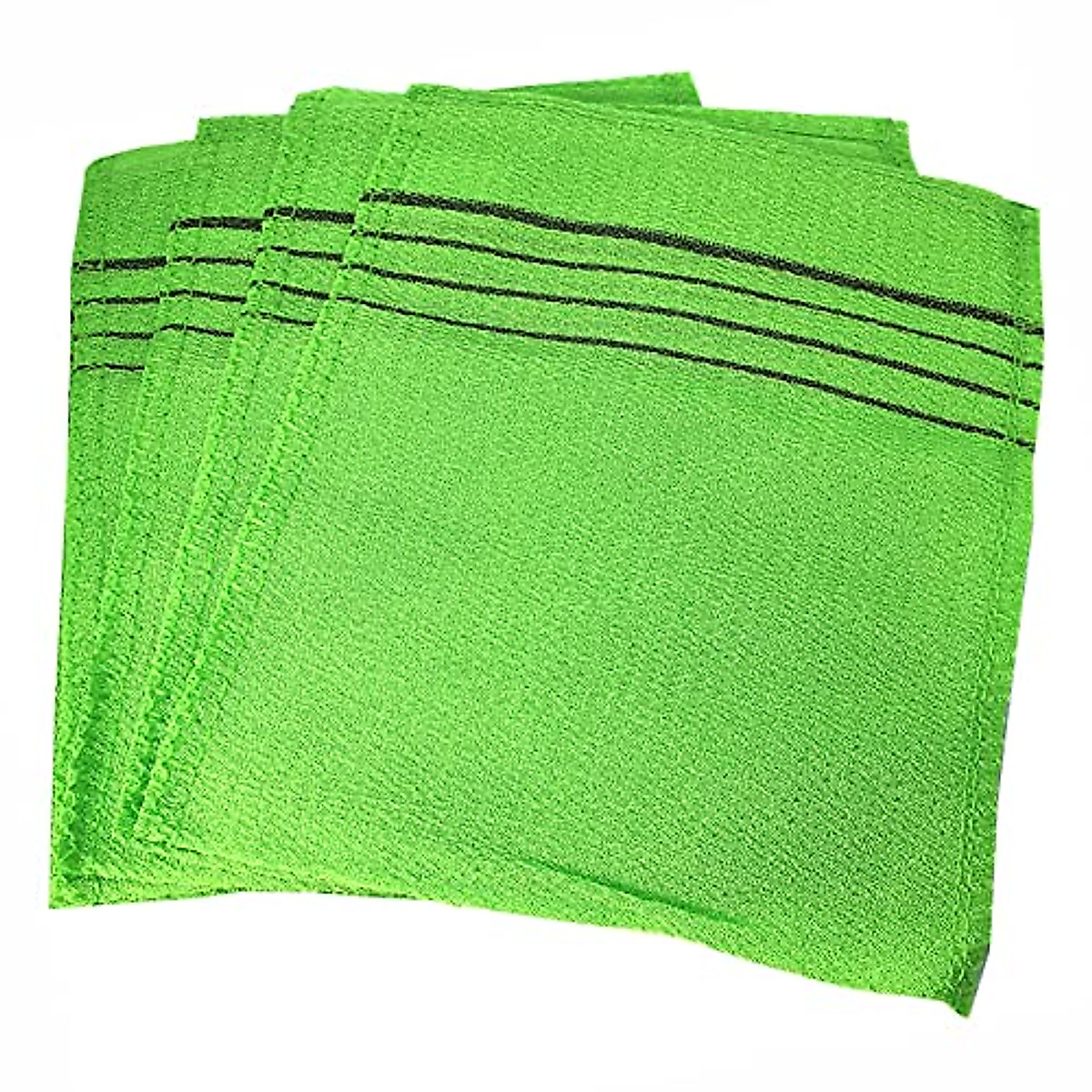 Genuine Korean Exfoliating Bath Washcloths Scrub Glove for Body / Premium Rayon Korean Skin Italy Towels Mitt (4pcs - Green)