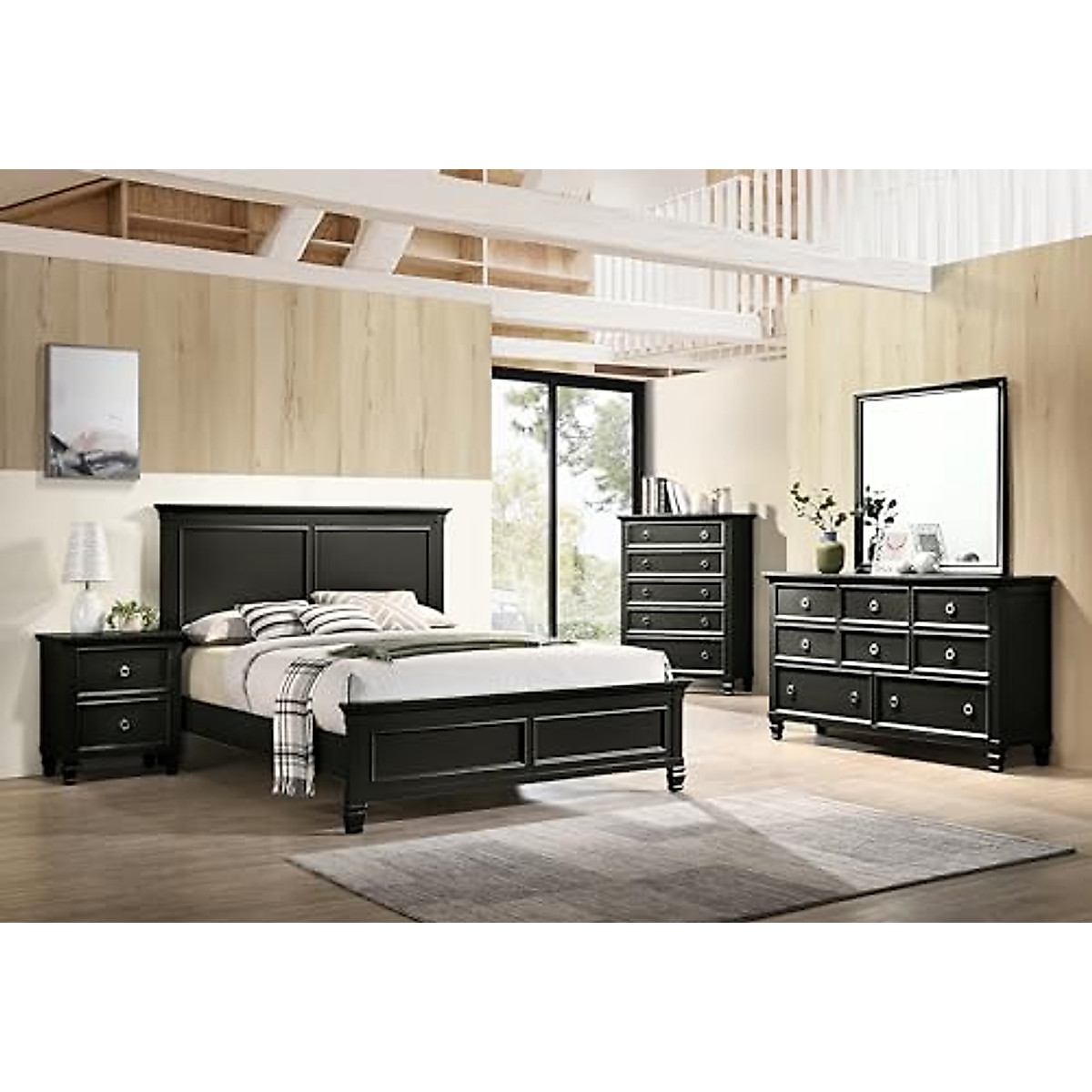 New Classic Furniture Tamarack Wood Twin Bed, Black