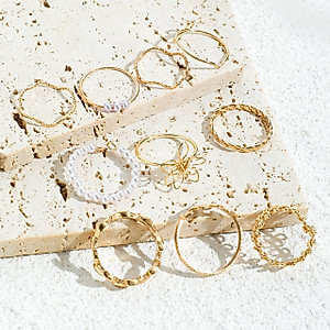 HUASAI Gold Stackable Rings for Women Non Tarnish Cute Rings for Teens Trendy Stuff Boho Moon Star Butterfly Rings Stacking Knuckle Finger Rings Set Jewelry Gifts