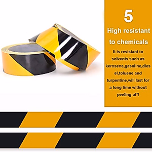 Waterproof Reflective Safety Tape Roll 2"X150' Yellow Black Striped Floor Marking Tape Hazard Caution Warning Tape Auto Truck Self-adhesive Safety Sticker Strips for Wall Factory Trailer Vehicle
