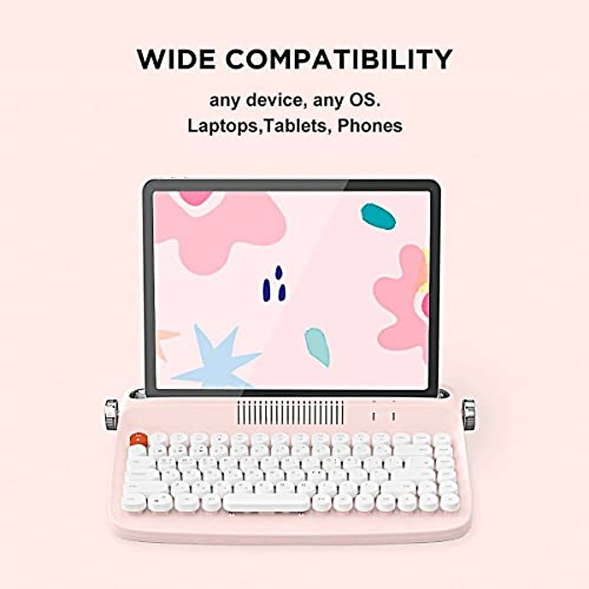 YUNZII ACTTO B303 Retro Bluetooth Typewriter Keyboard (English, Baby Pink),Garden Cats Desk Mat