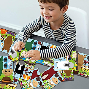 Horse Race 36Pcs Make a Horse Stickers for Kids, Make-a-Face Sticker Derby Party Supplies DIY Horse Face Fun Match Sticker Craft Game Race Horse Game Kids Baby Shower Game Birthday Party Gift