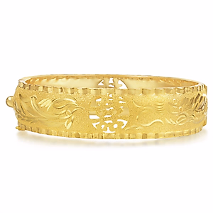 CHOW SANG SANG 999.9 24K Solid Gold Price-by-Weight 18.34g Dragon and Phoenix Bangle for Women and Wedding Occasion 84936K | 7 (Wrist Size:14.5-15.5 CM)