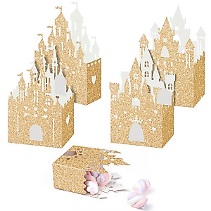 Chrisfall 24 Pieces Princess Castle Boxes Princess Castle Candy Boxes Princess Castle Party Decorations Glitter Princess Castle Birthday Favor Boxes for Wedding Birthday Party Supplies